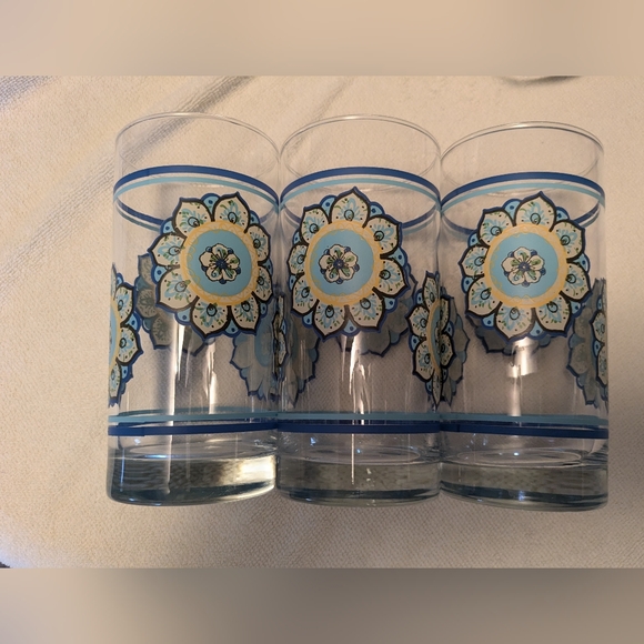 Libbey | Dining | Vtg Cora Glasses Libbey Crisa Glassware Blue Yellow ...